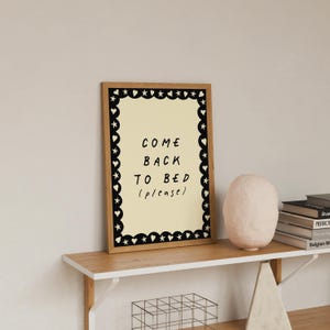 Come Back to Bed, Goodnight Poster, Handdrawn Bedroom Wall Art, Cute ...