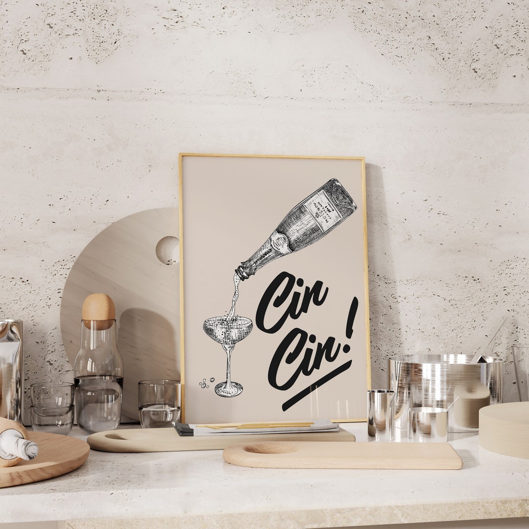 Cheers Print, Cheers Wall Art, Groovy Trendy Prints, Bar Cart Wall ...