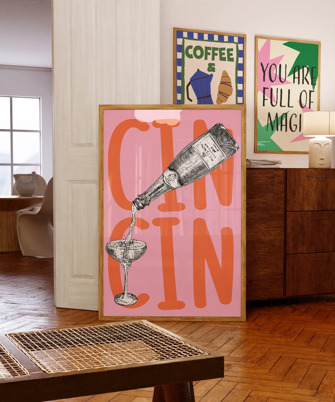 Cin Cin Print, Retro Quote Print, Bar Cart Art, Retro Cocktail Poster ...