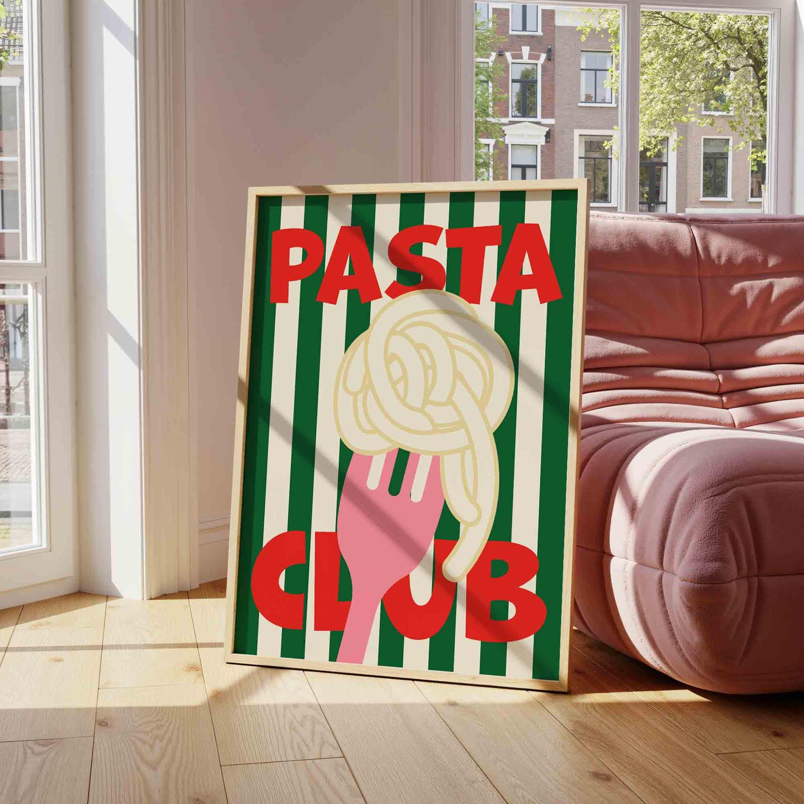 Pasta Club Art Print, Pasta Club Poster, Modern Dining Room Art, Hand ...