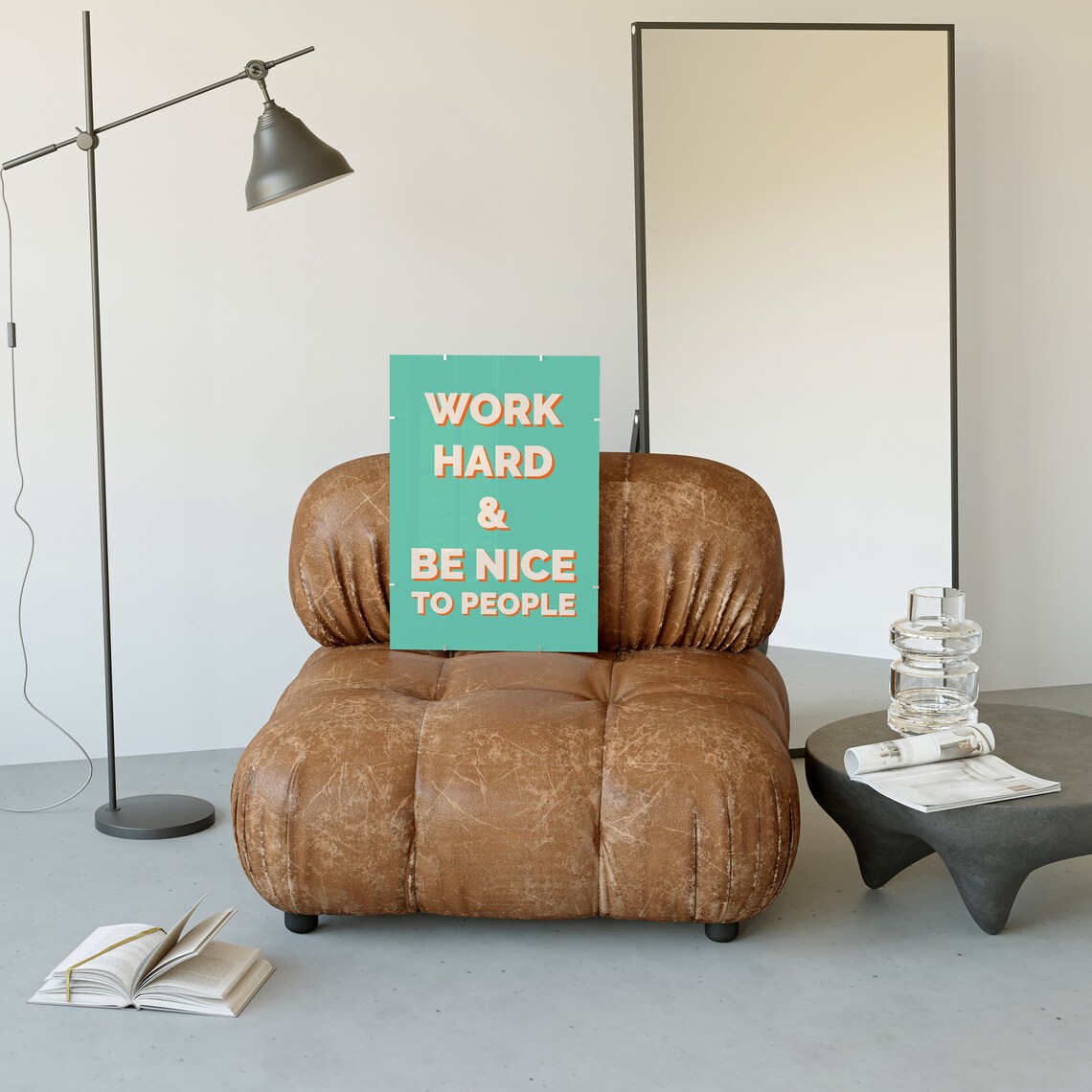 Work Hard & Be Nice to People Art Print, Large Wall Art, Office ...