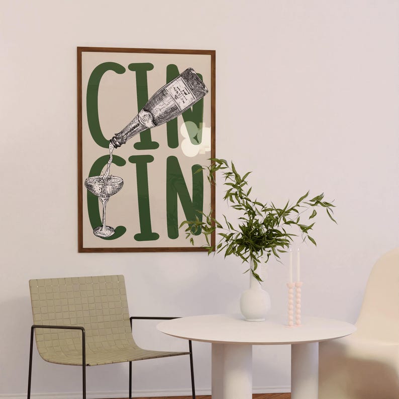 Cin Cin Cocktail Print: Retro Bar Cart Art - Etsy Hong Kong