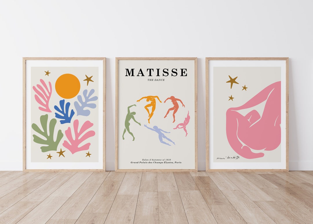 Matisse Print Set of 3 Abstract Pastel Colorful Wall Art Matisse ...