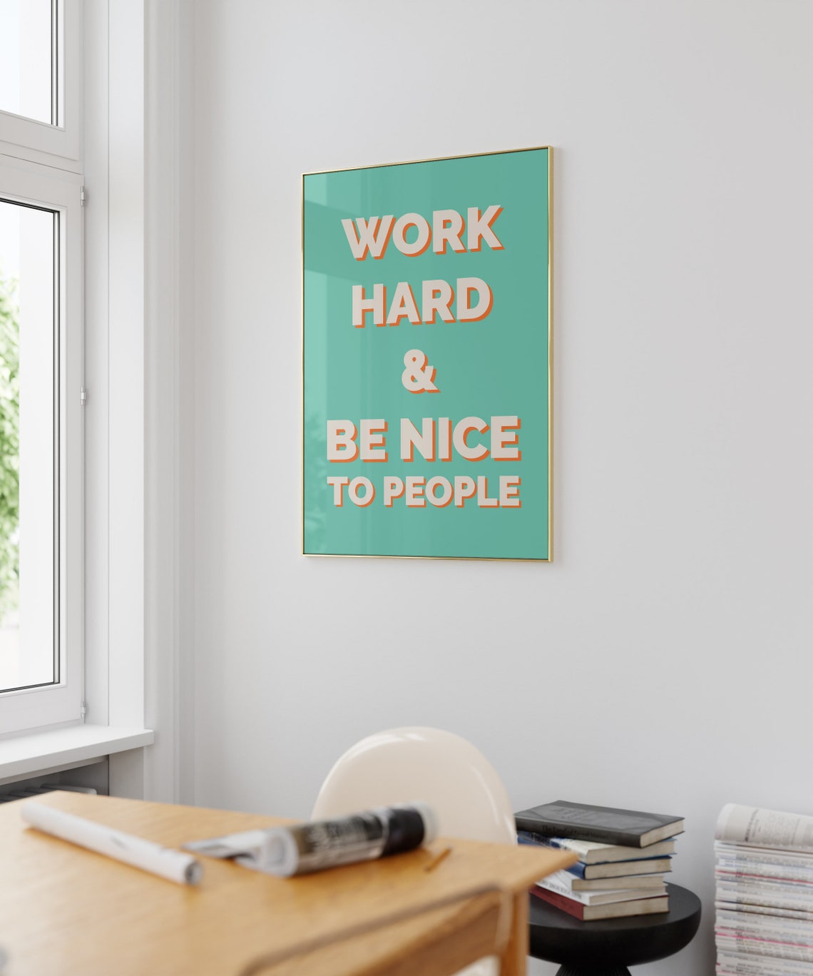 Work Hard & Be Nice to People Art Print, Large Wall Art, Office ...