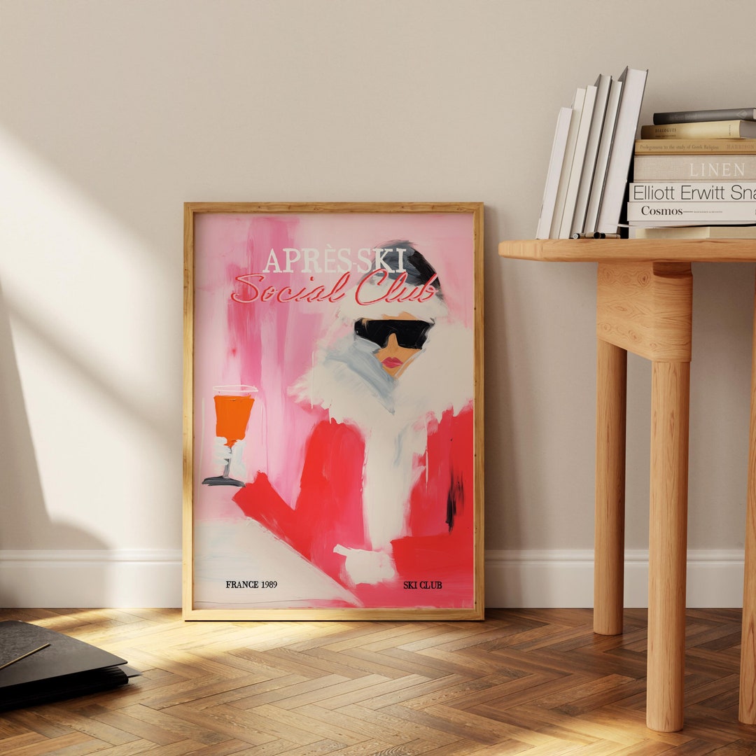 Aprés Ski Girly Wall Art, Funky Skiing Poster, Preppy Ski Lodge Decor ...