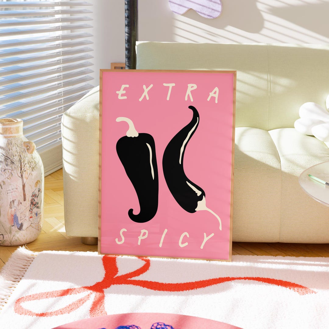 Extra Spicy Chilli Poster, Abstract Food Print, Hot Chilli Art Print ...