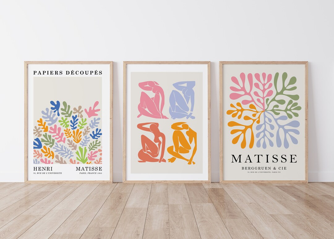 Matisse Print Set of 3 Abstract Pastel Colorful Wall Art Matisse ...