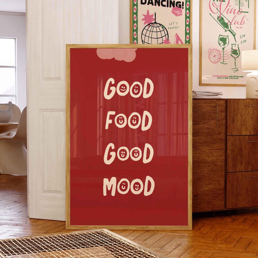 Good Food Good Mood Print: Retro Kitchen Cafe Art - Etsy UK