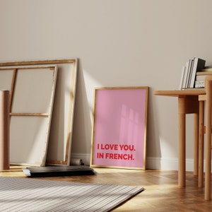 I Love You in French, Wall Art Poster Prints, French Quote Poster ...