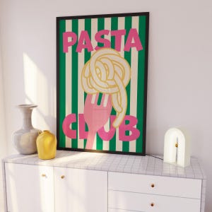 Pasta Club Art Print, Retro Kitchen Wall Decor - Etsy