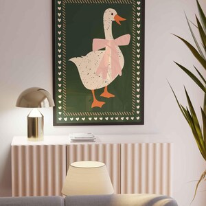 Silly Goose Wall Art Cute Goose Poster Sage Green Nursery Decor Farm ...