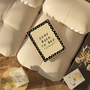 Come Back to Bed, Goodnight Poster, Handdrawn Bedroom Wall Art, Cute ...