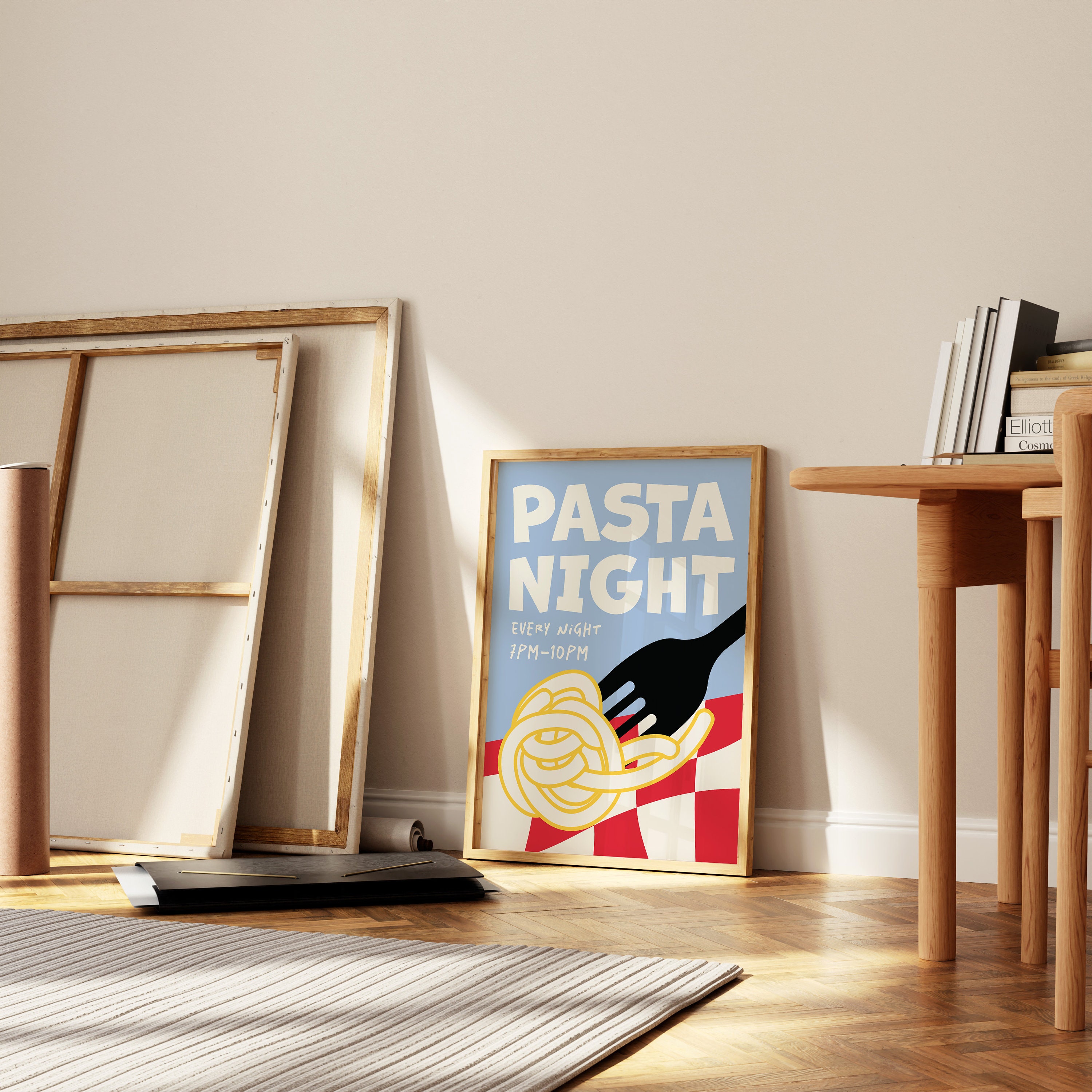 Retro Pasta Night Print, Italian Kitchen, Mid Century Modern - Etsy