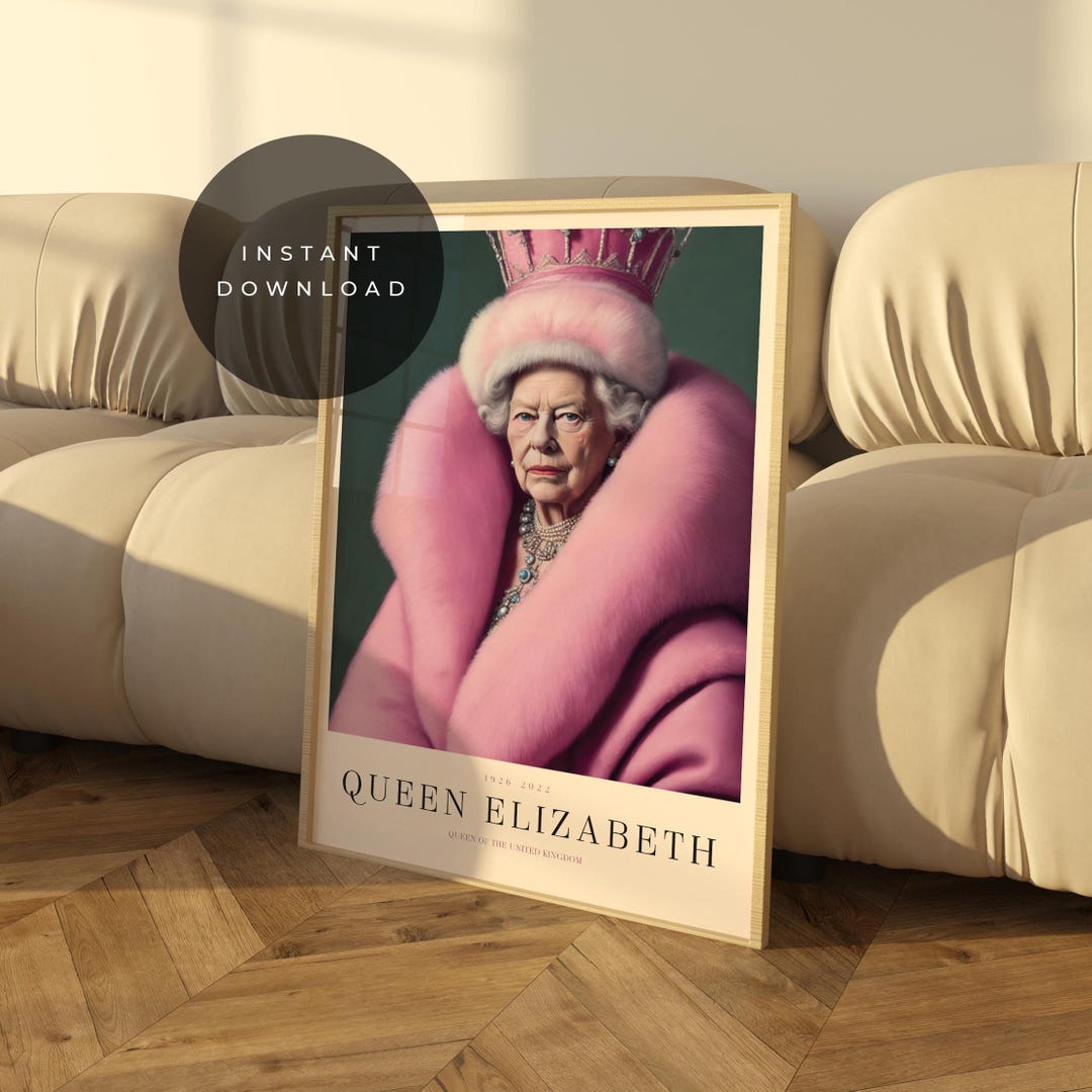 Queen Elizabeth Portrait Print: Pink Preppy Wall Art (digital Download ...