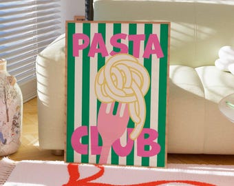 Pasta Club Print, Pasta Club Poster, Modern Dinning Room Art, Pasta ...
