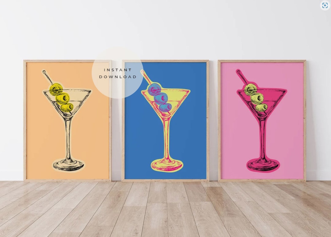 PRINTABLE Colorful Alcohol Print, Martini Drinks Print, Retro Wall Art ...