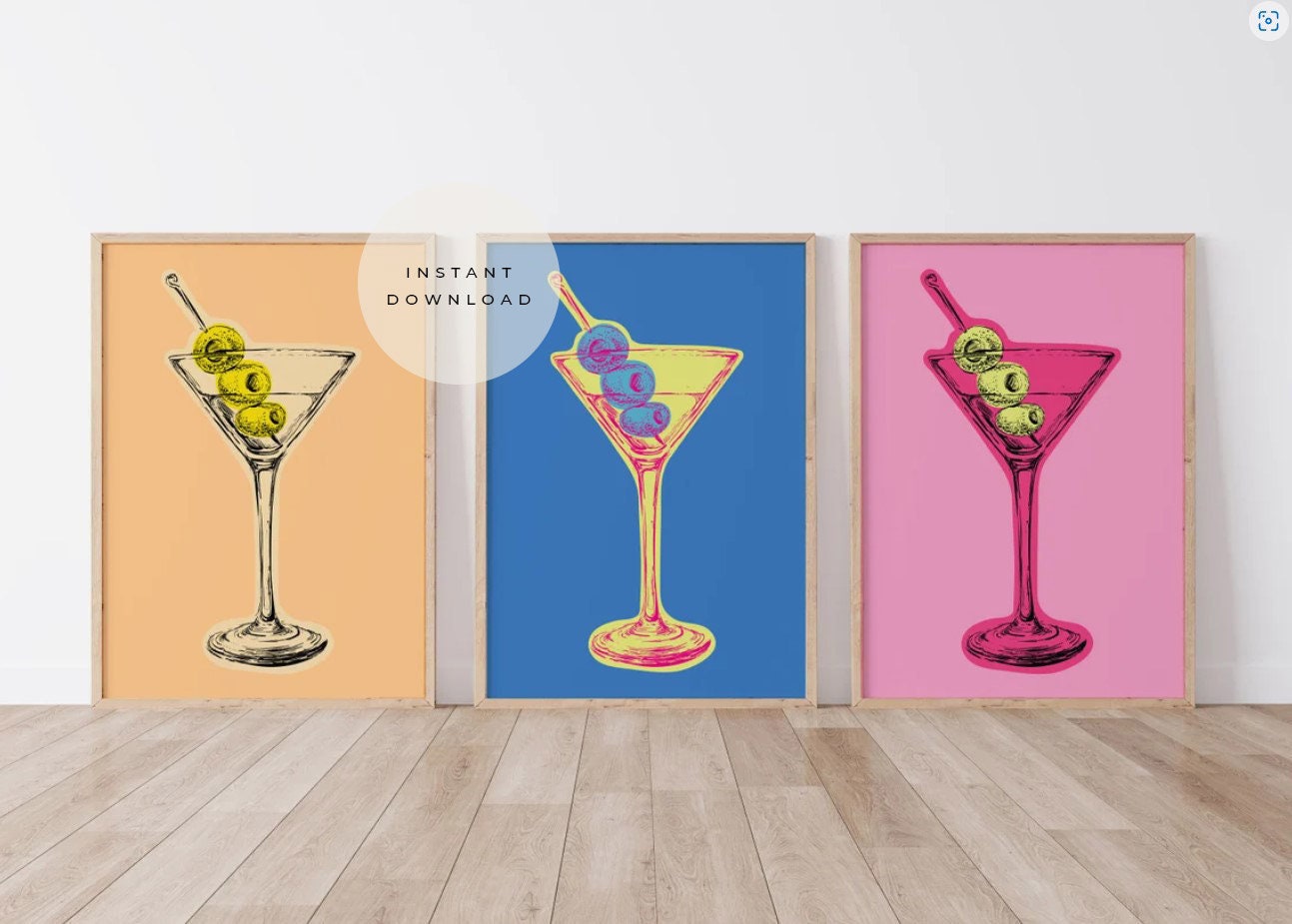 PRINTABLE Colorful Alcohol Print, Martini Drinks Print, Retro Wall Art ...