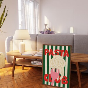 Pasta Club Art Print, Pasta Club Poster, Modern Dining Room Art, Hand ...