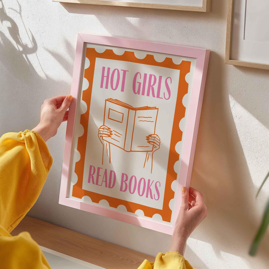Hot Girls Read Books Print, Library Card Poster, Bookish Poster, Girly ...