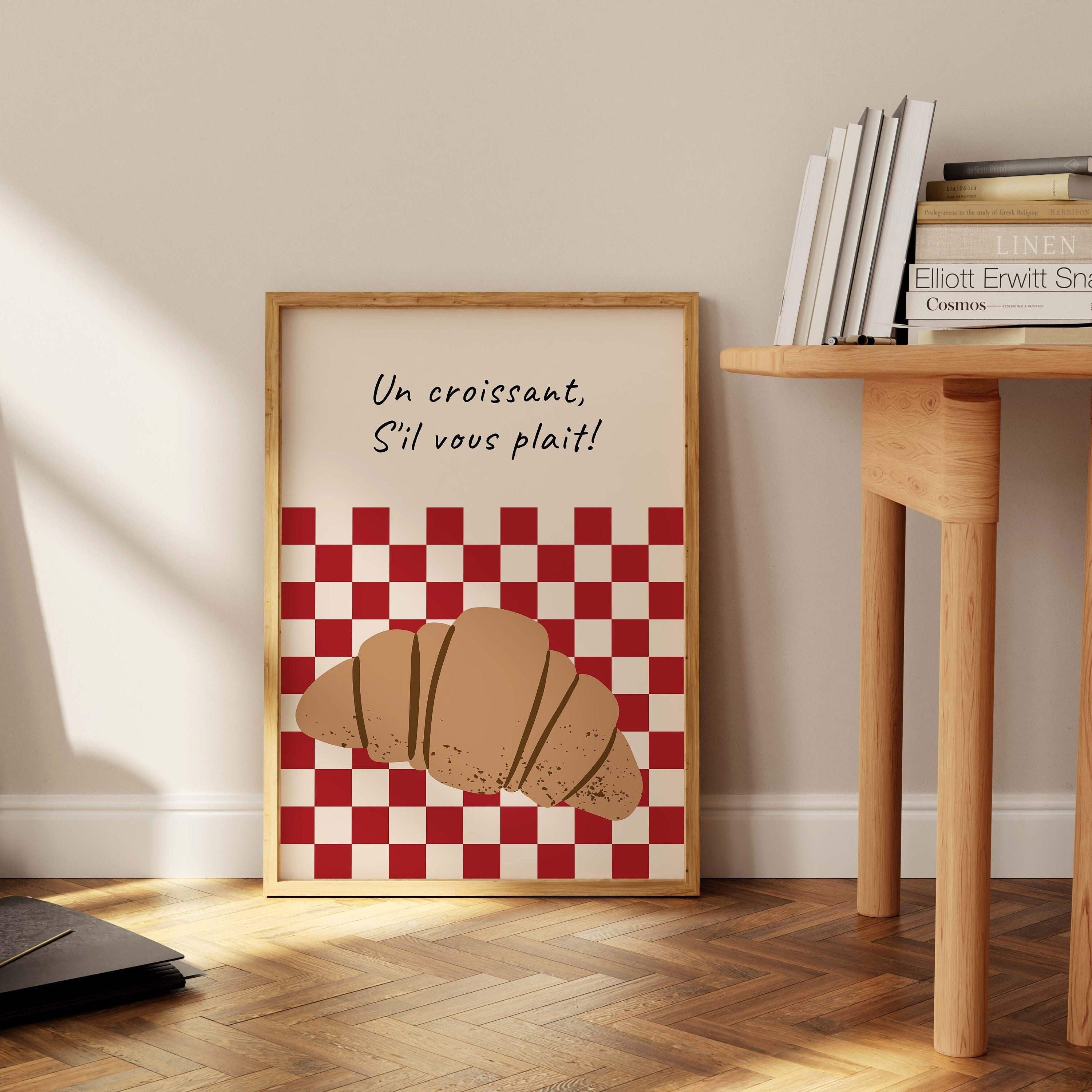 Croissant French Quote Print, Mid Century Kitchen Art - Etsy