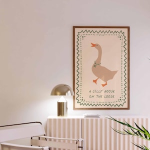 Silly Goose on the Loose Print, Trendy Wall Art, Apartment Decor, Retro ...