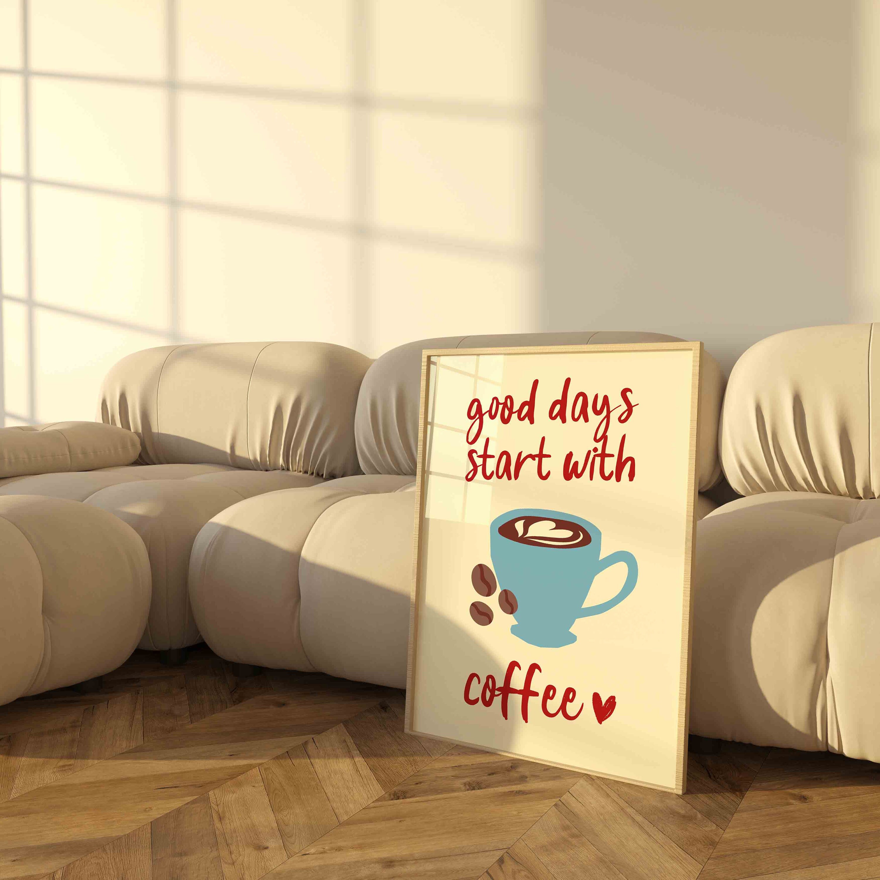 Coffee Club Poster Aesthetic Wall Art for Kitchen, Modern Coffee Nook ...