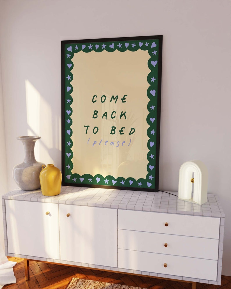 Come Back to Bed Print, Handdrawn Typography, Bedroom Wall Art - Etsy