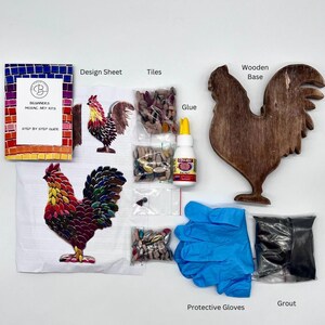Mosaic Rooster Kit - Perfect Kitchen Decor - No Cutting Required - Etsy