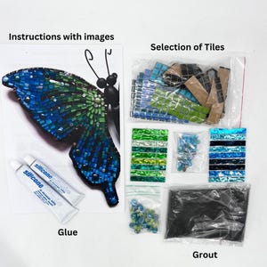 Large Garden Mosaic Butterfly Kit With Garden Stake - Requires Some ...