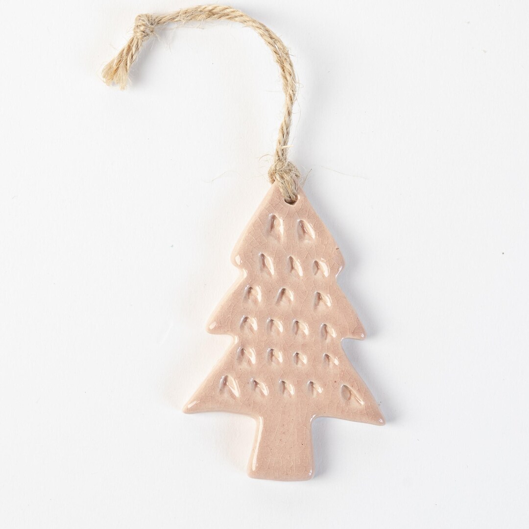 Handmade Ceramic Pink Tree Christmas Decoration: Crackle Glaze Pottery ...