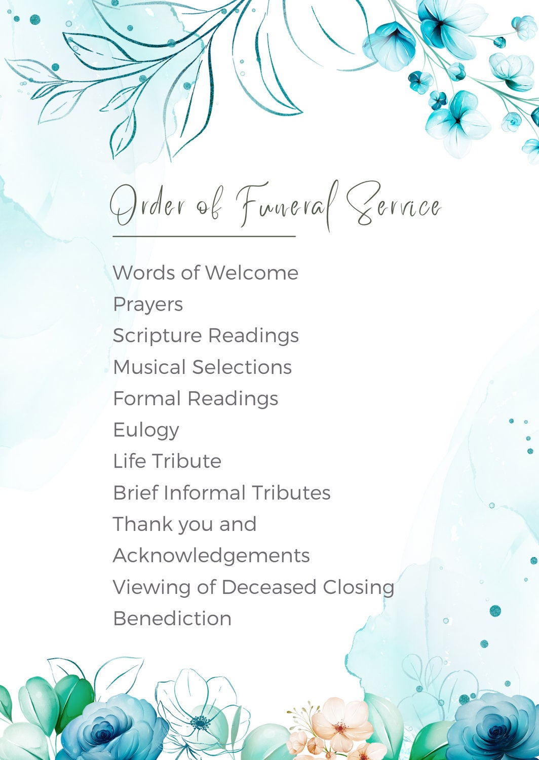 Funeral Program Template, Funeral Guest Book, Funeral Cards, Funeral ...