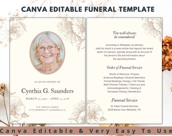 Funeral Guest Book Template Canva - Etsy