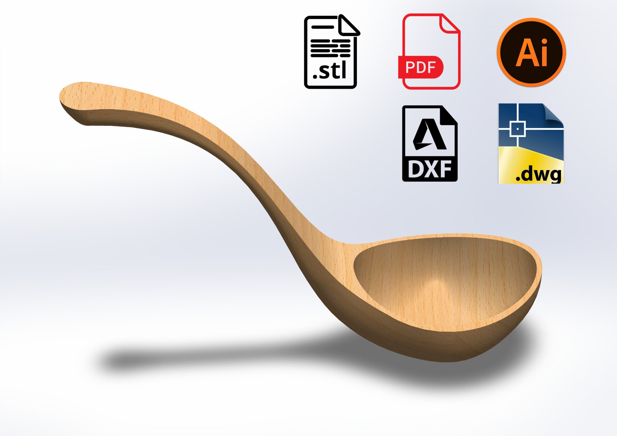 Wooden Spoon Template, Wood Carving Template, File for 3D Print and CNC ...