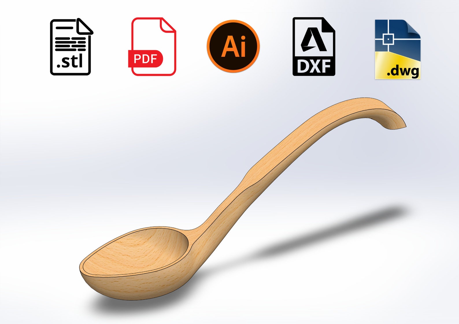 Wooden Spoon Template, Wood Carving Template, File for 3D Print and CNC ...
