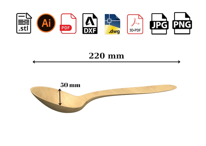 Wooden Spoon Template, Wood Carving Template, File for 3D Print and CNC ...