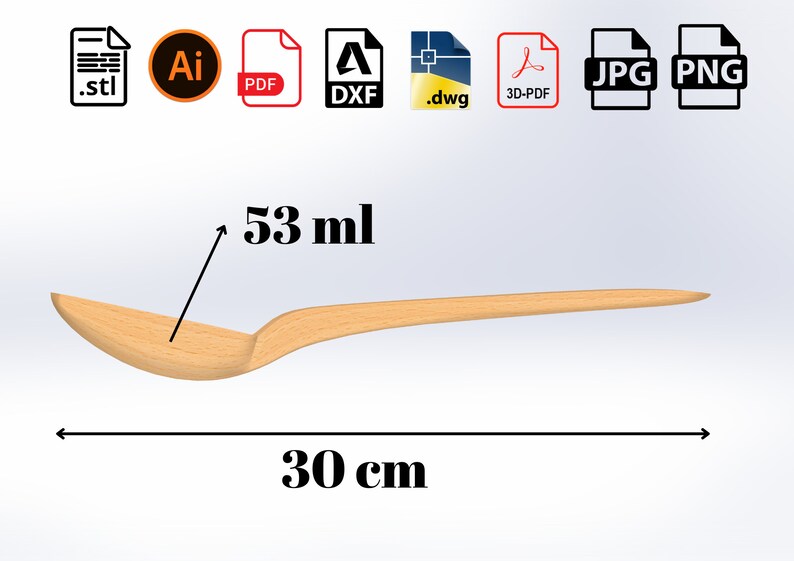 Wooden Spoon Template, Wood Carving Template, File for 3D Print and CNC ...