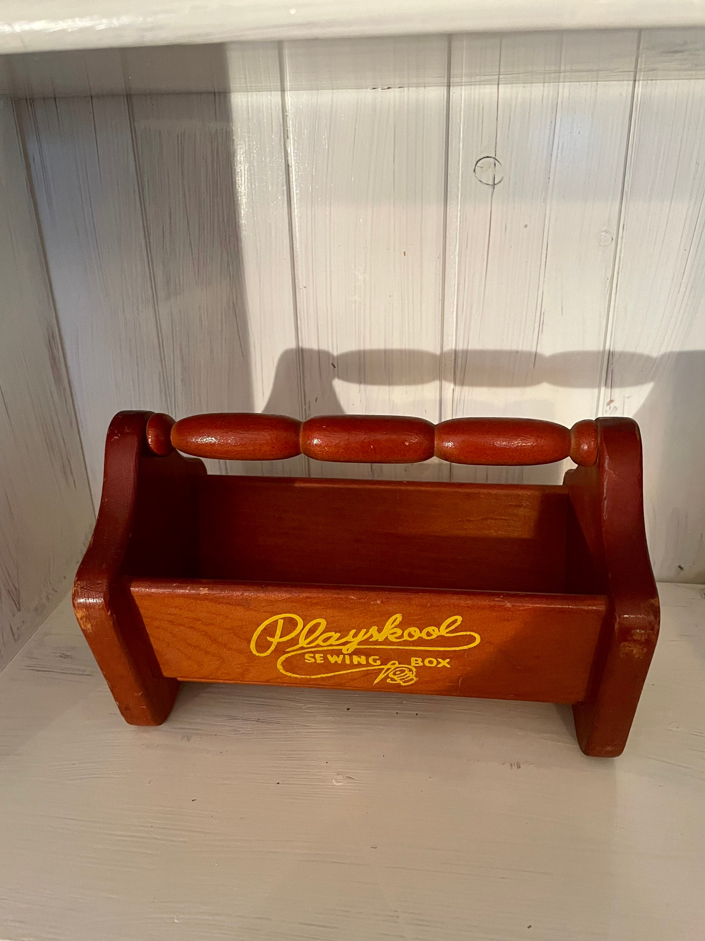 1950s-60s Playskool Wooden Sewing Box/vintage Playskool Wooden Sewing ...