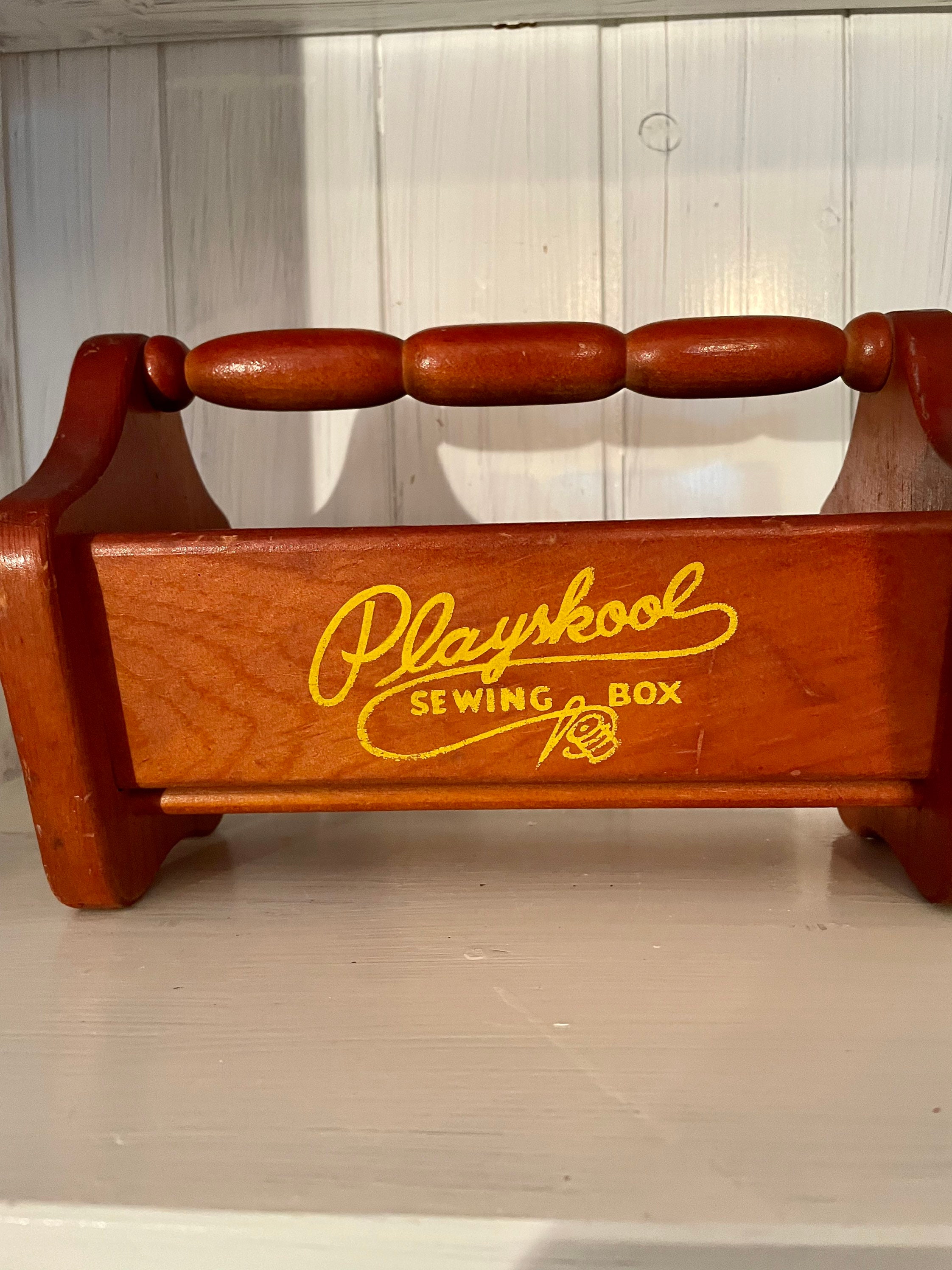 1950s-60s Playskool Wooden Sewing Box/vintage Playskool Wooden Sewing ...