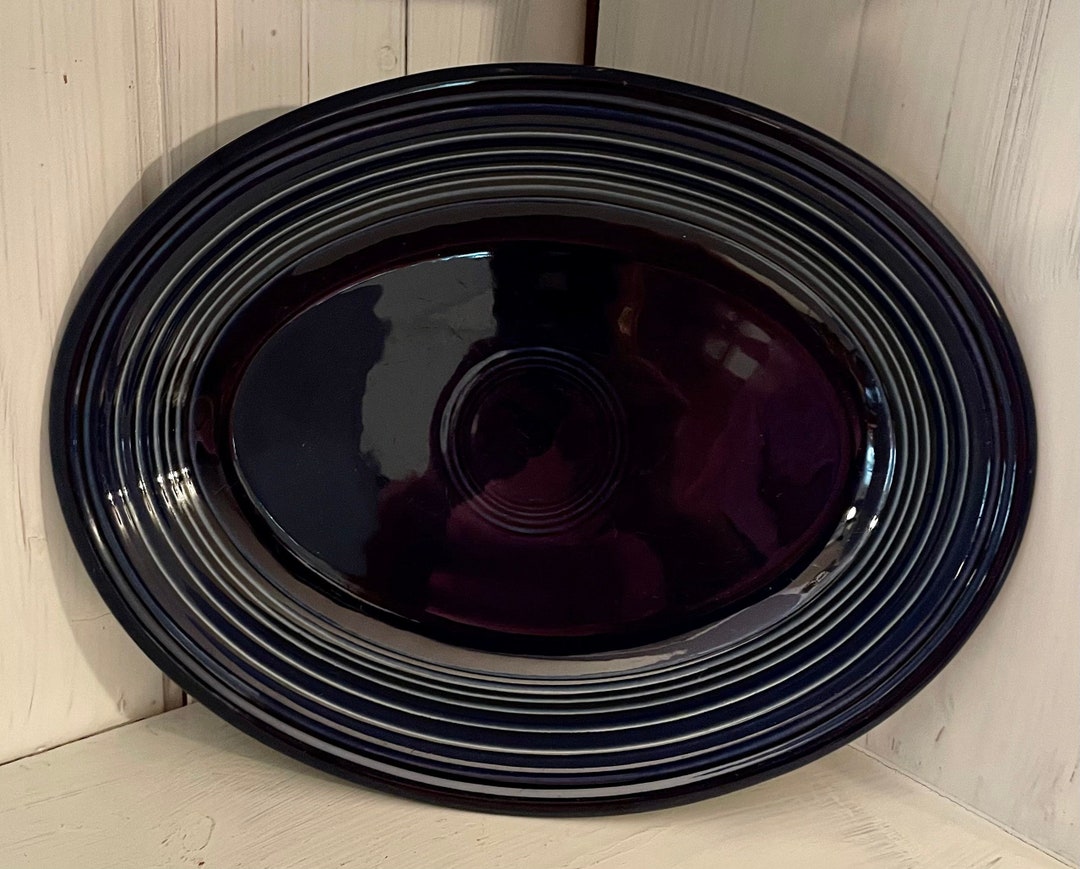 Vintage Fiesta Cobalt Blue Oval Serving Plate-platter/fiestaware Medium ...