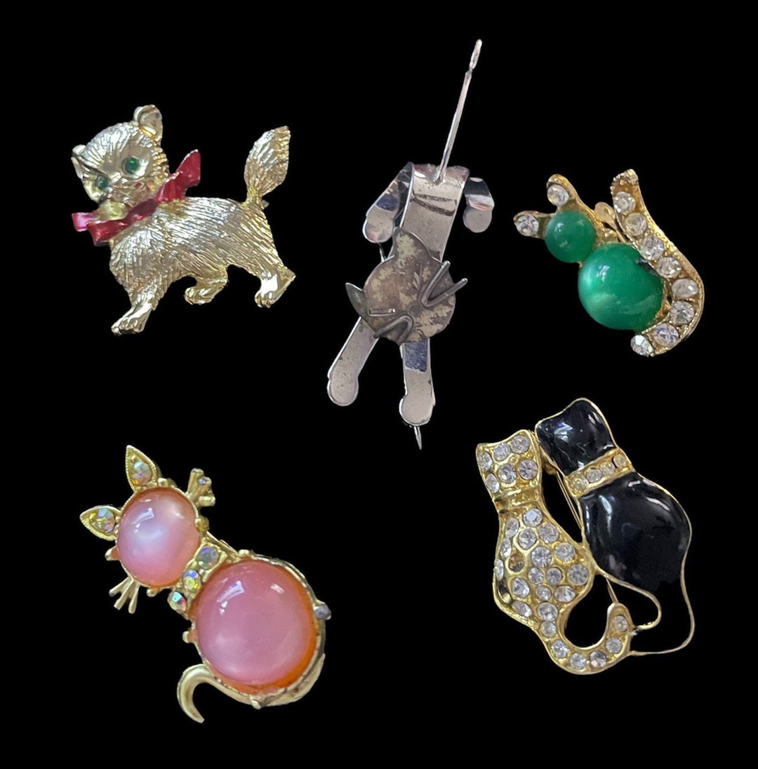 Vintage Cat Brooches Assorted Lot From 70s 80's 90s/vintage Cat Pins ...