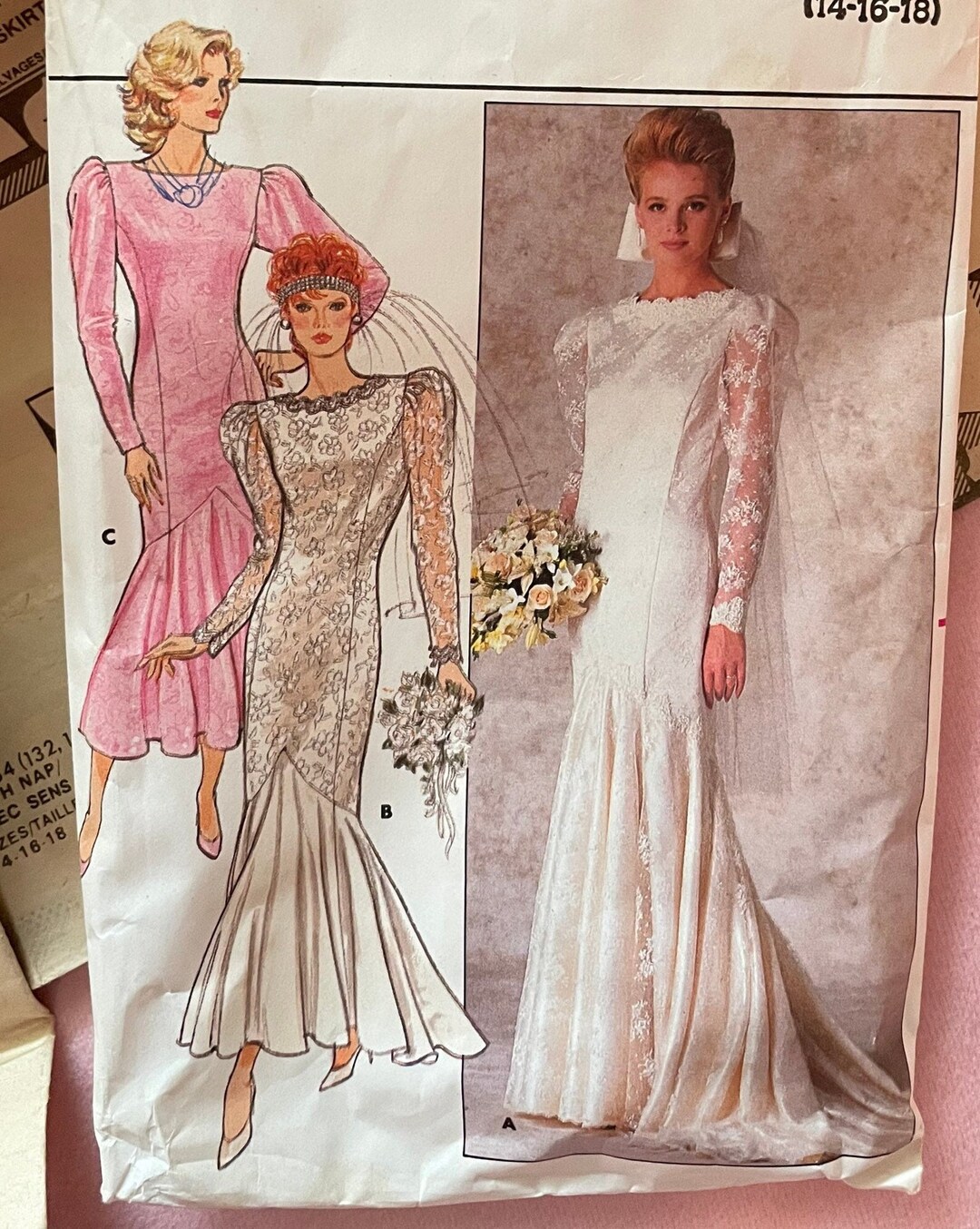 RARE Vintage 1986 Butterick Wedding Dress Sewing Pattern Size 14-16-18 ...