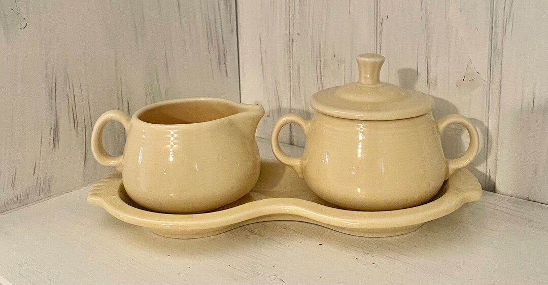 Vintage Fiesta/vintage Fiestaware Sugar Bowl Creamer and Tray - Etsy