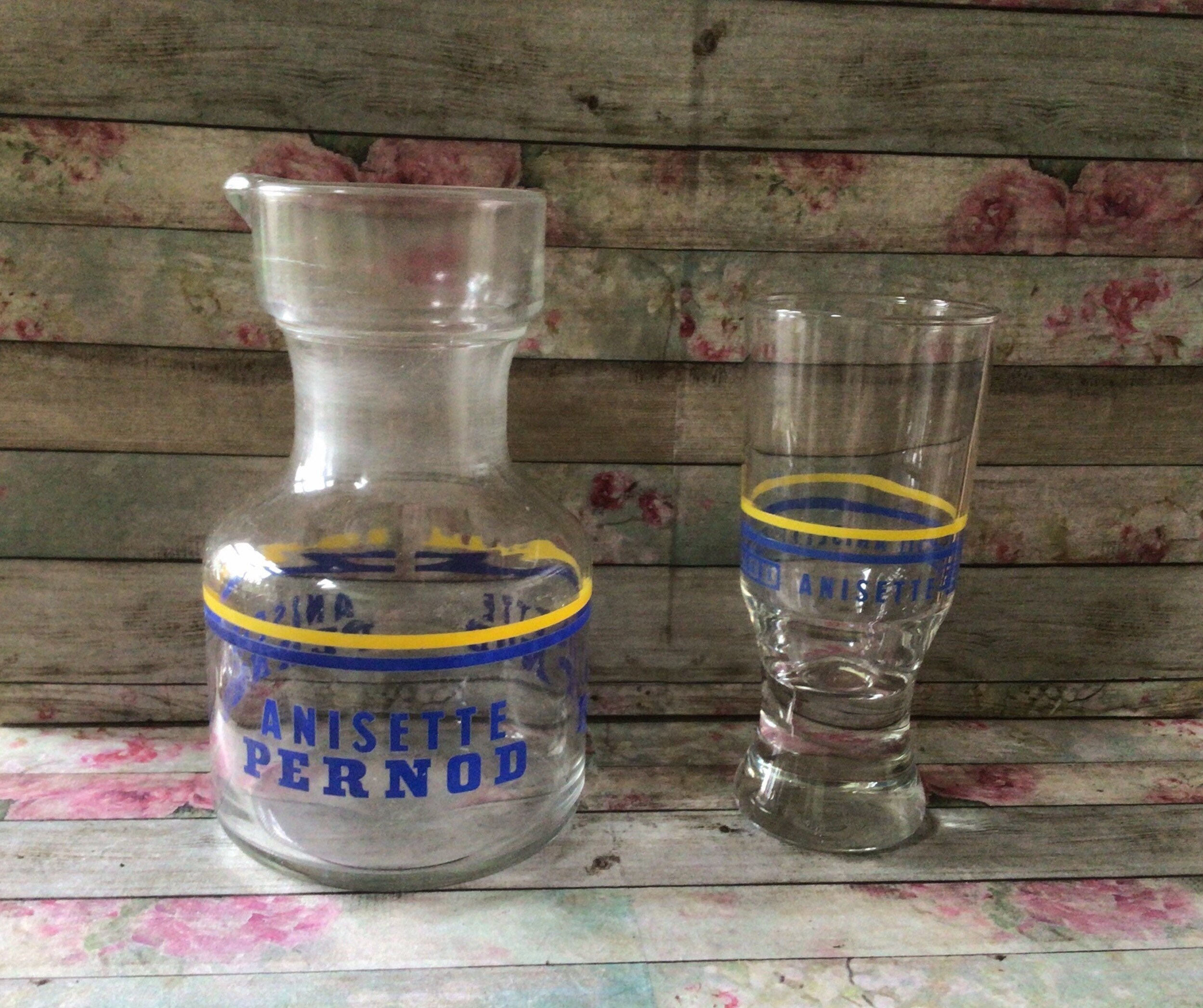 Pernod Water Bottle and Matching Glass | Etsy
