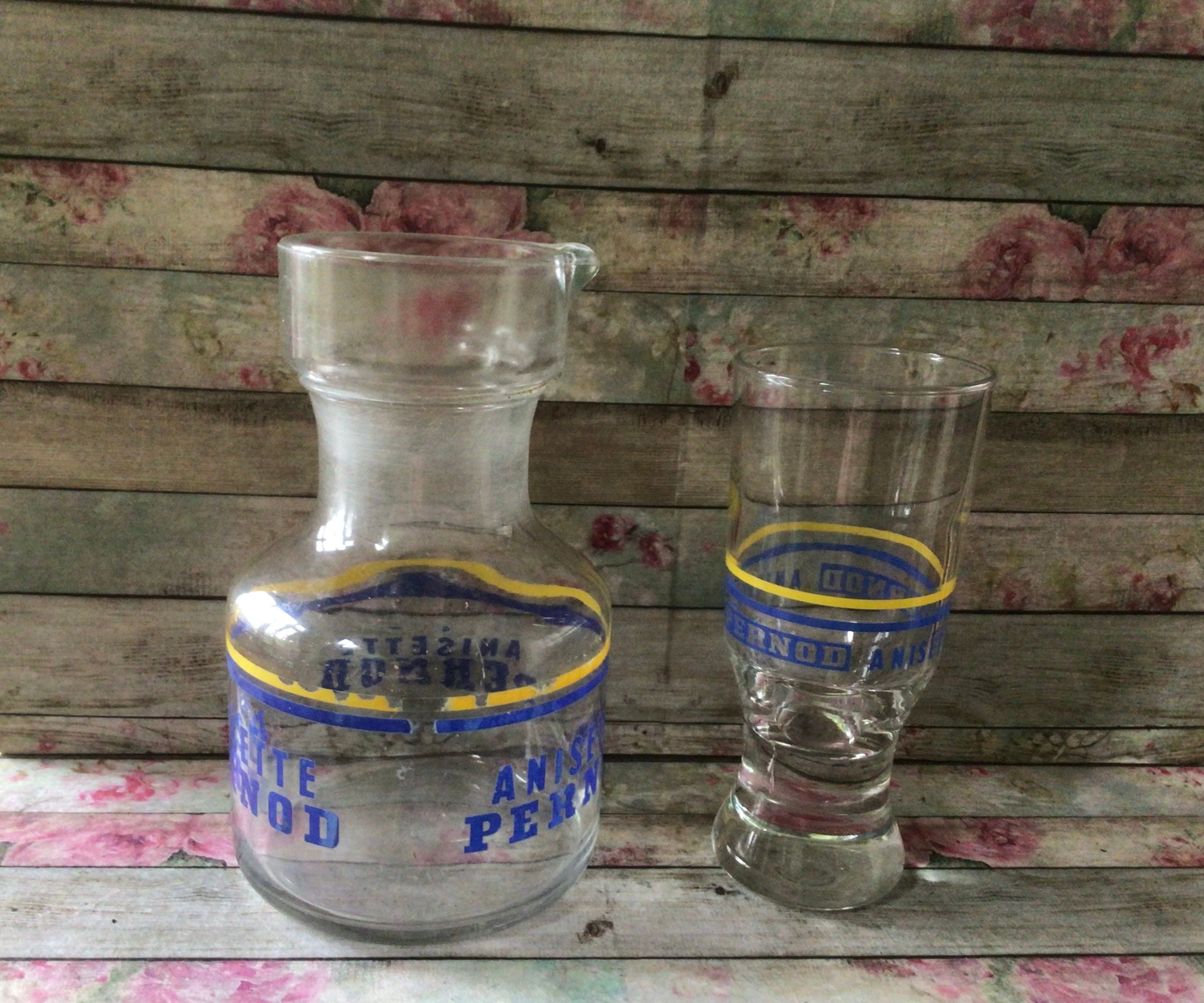 Pernod Water Bottle and Matching Glass | Etsy