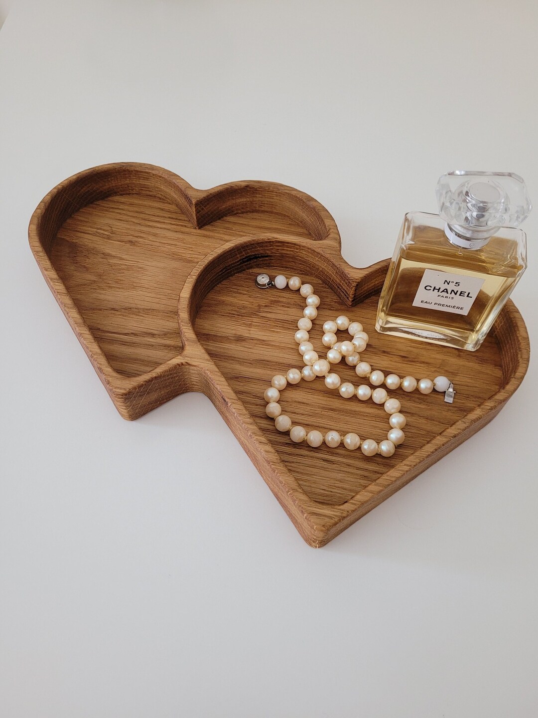Hardwood Oak Hearts Tray for Accessories Decor Candle Natural Wood ...