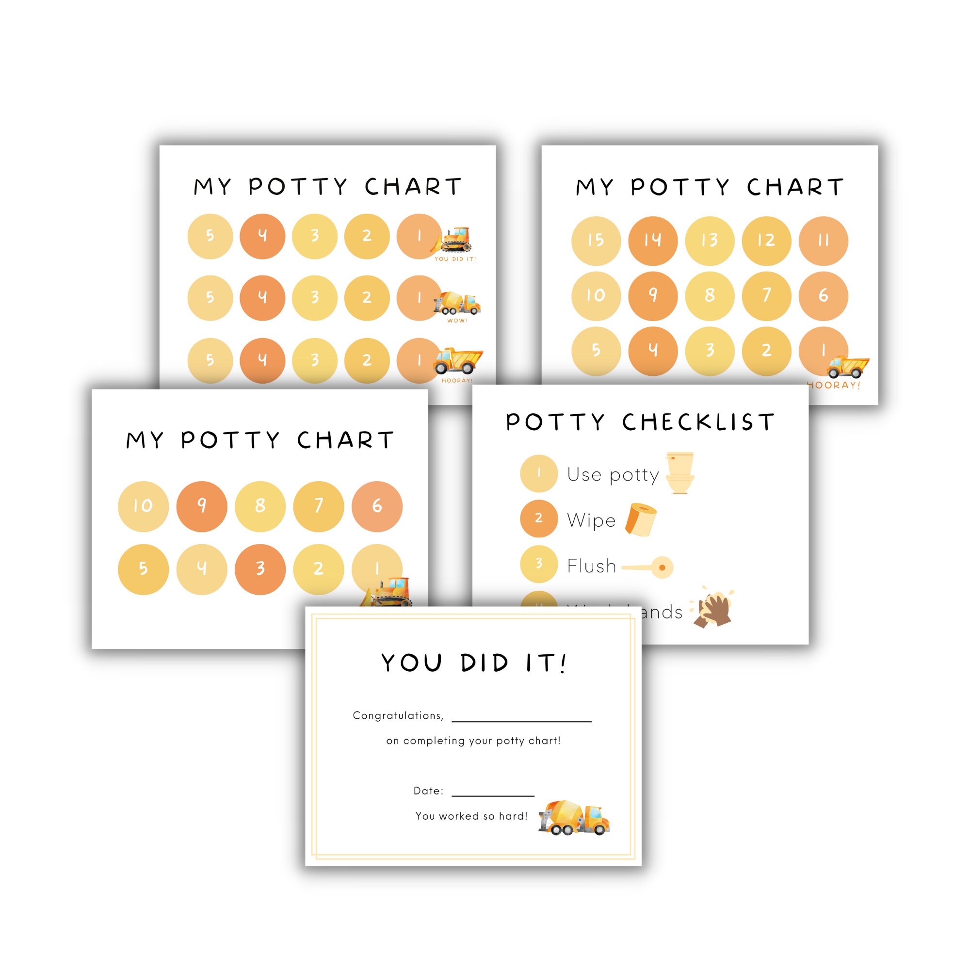 Potty Reward Chart, Construction, Print at Home - Etsy