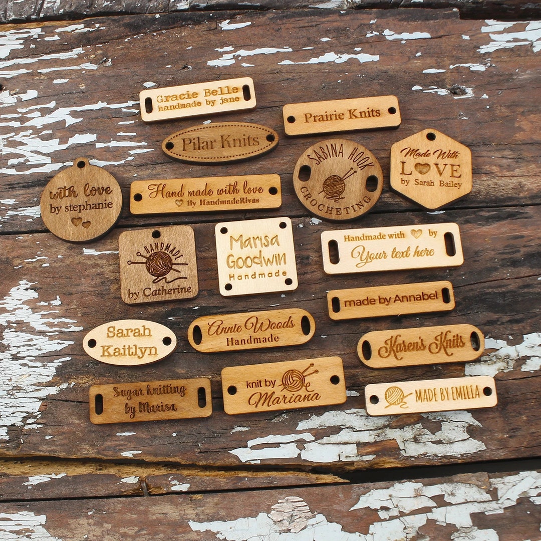 50 Pcs Custom Wood Tags, Wooden Labels, Knitting Labels, Name Tags ...