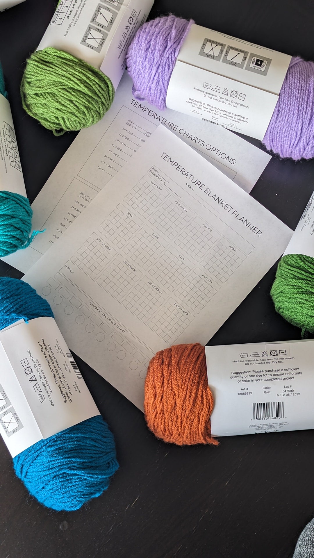 2024 Temperature Blanket Reference Log Sheet and Temperature Chart in ...