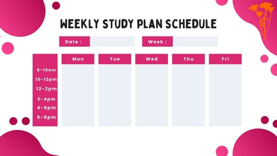 Weekly Study Plan Schedule Printable Digital Weekly | Etsy