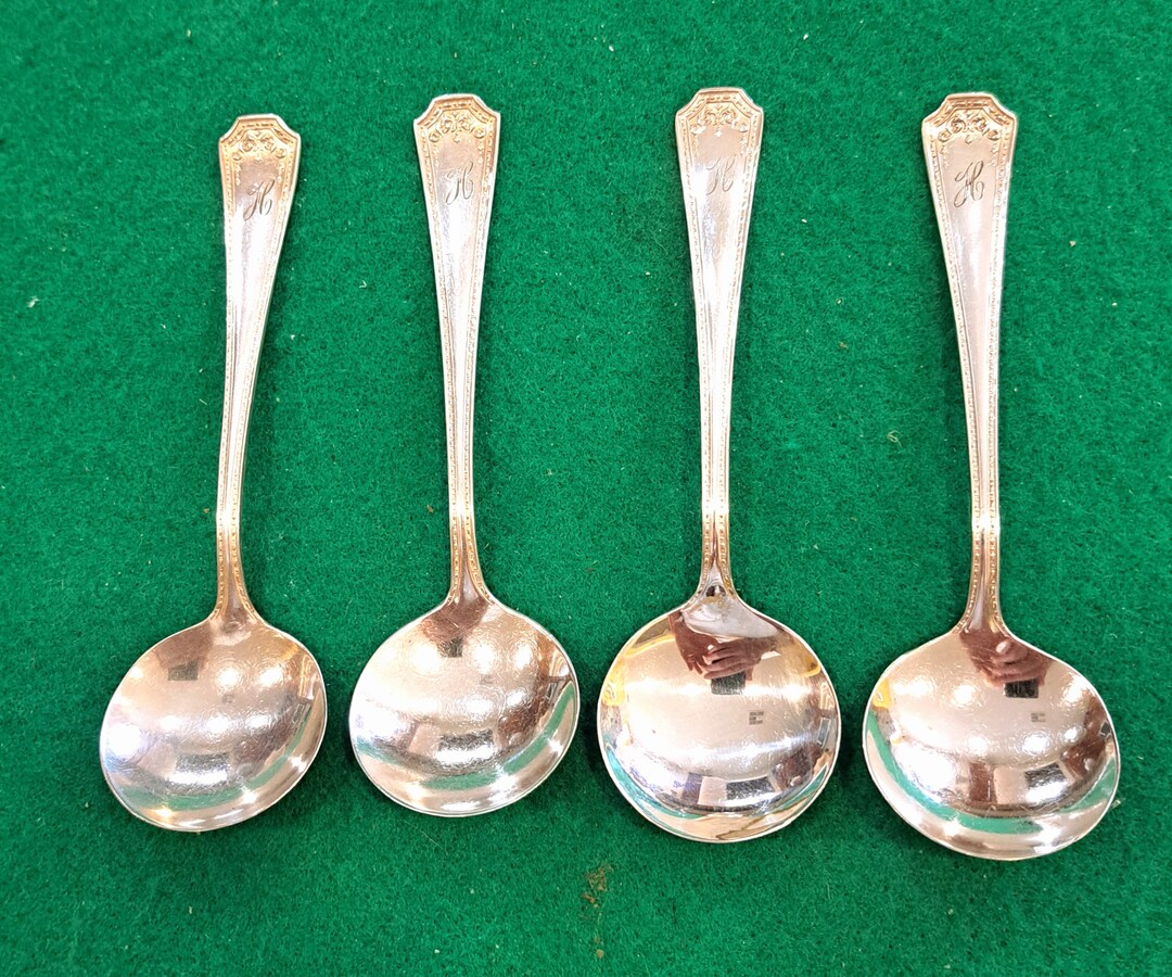 Vintage Set of Four Silver Spoons With Mark and Monogram 4.5" - Etsy
